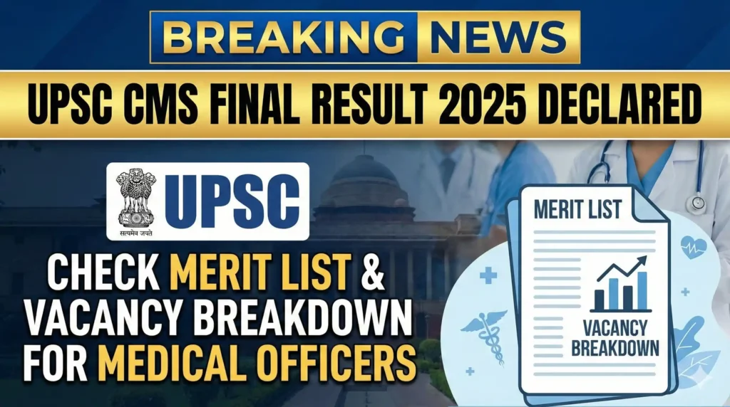 UPSC CMS Final Result 2025 Declared: Check Merit List & Vacancy ...